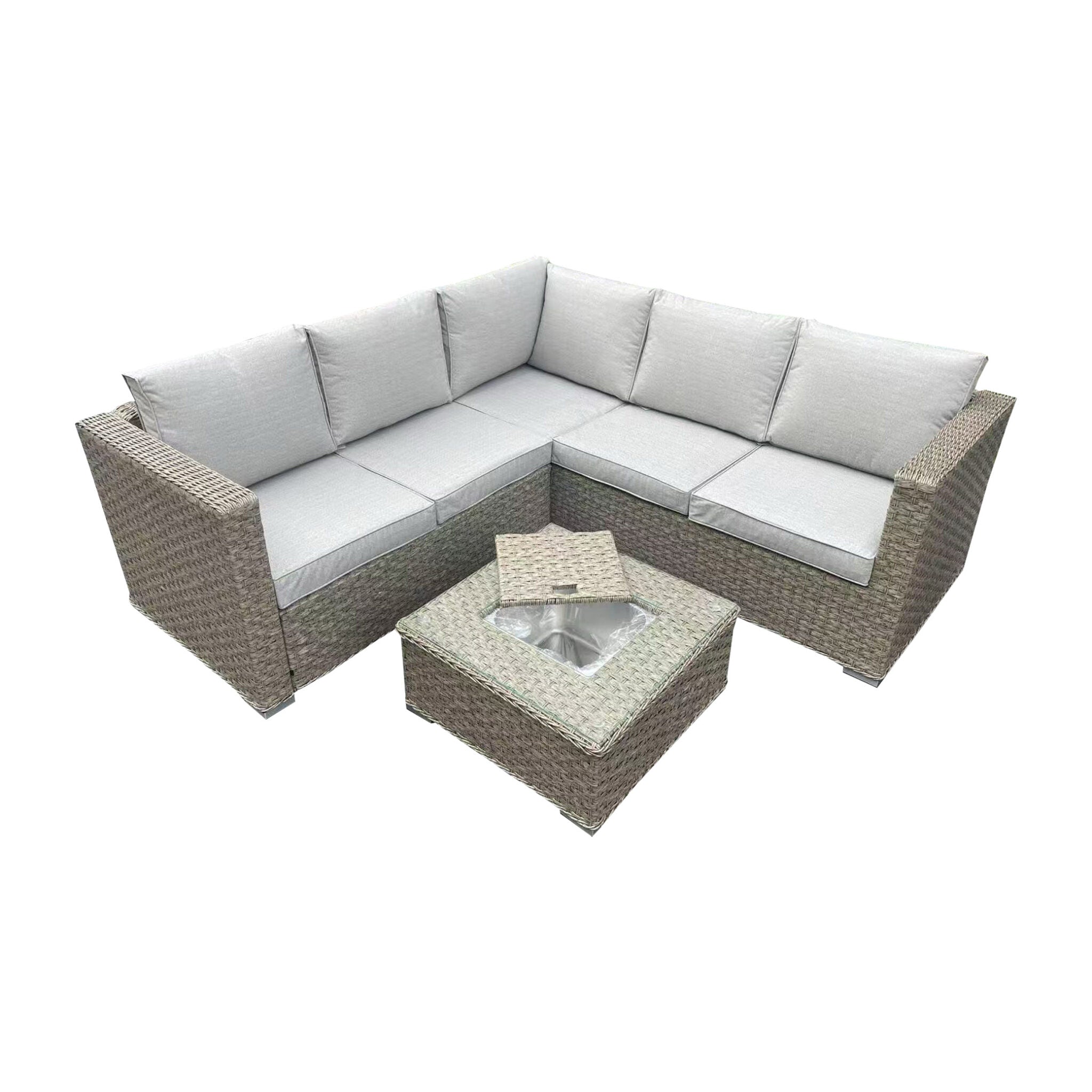 Corner rattan Sofa Set with Ice Bucket – J30 Discount Furniture